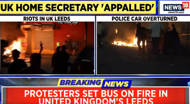 Riots Break Out In UK’s Leeds, Bus Set On Fire, Police Car Overturned ...